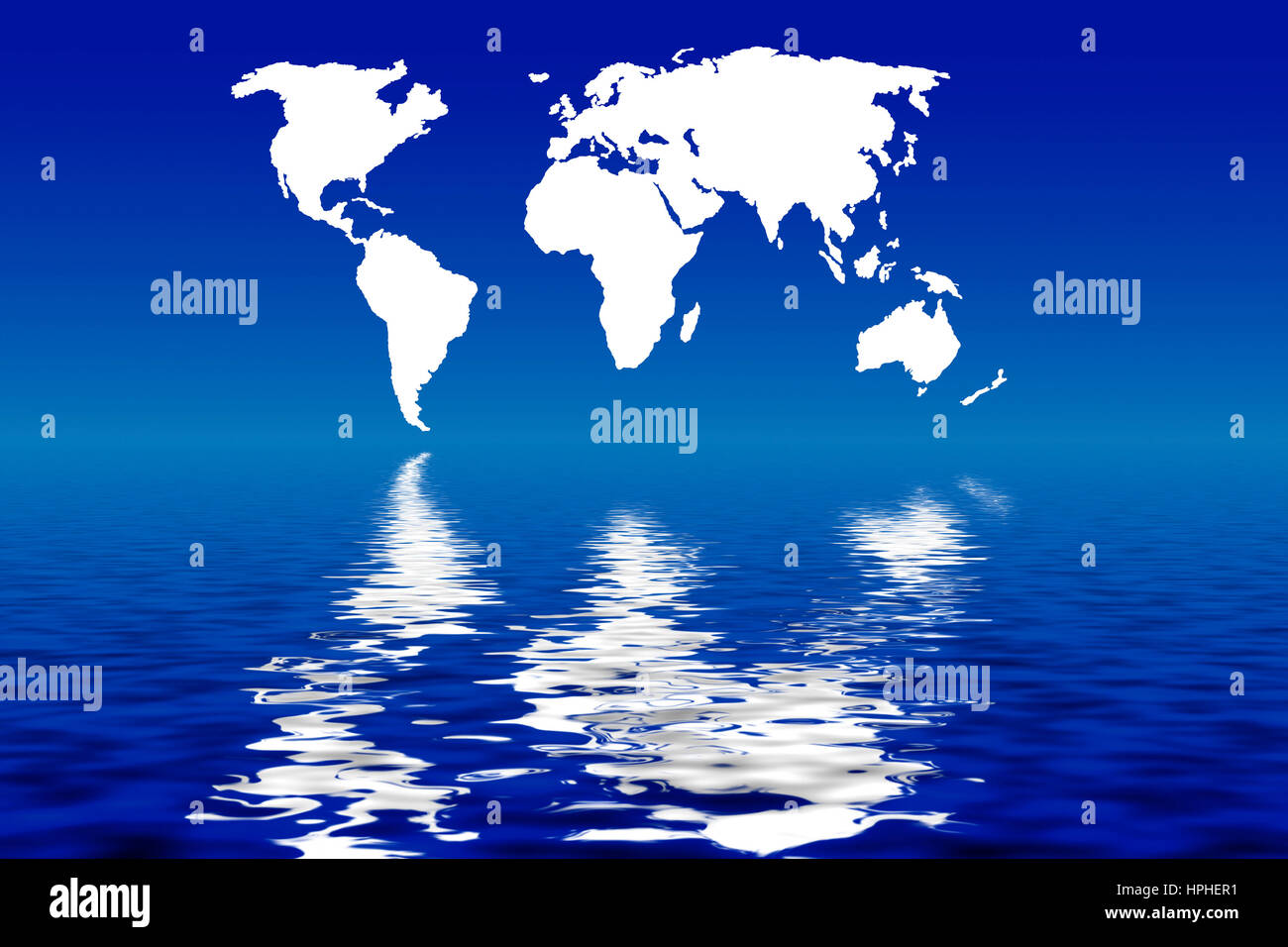 a world map reflected in water - world water day concept Stock Photo ...