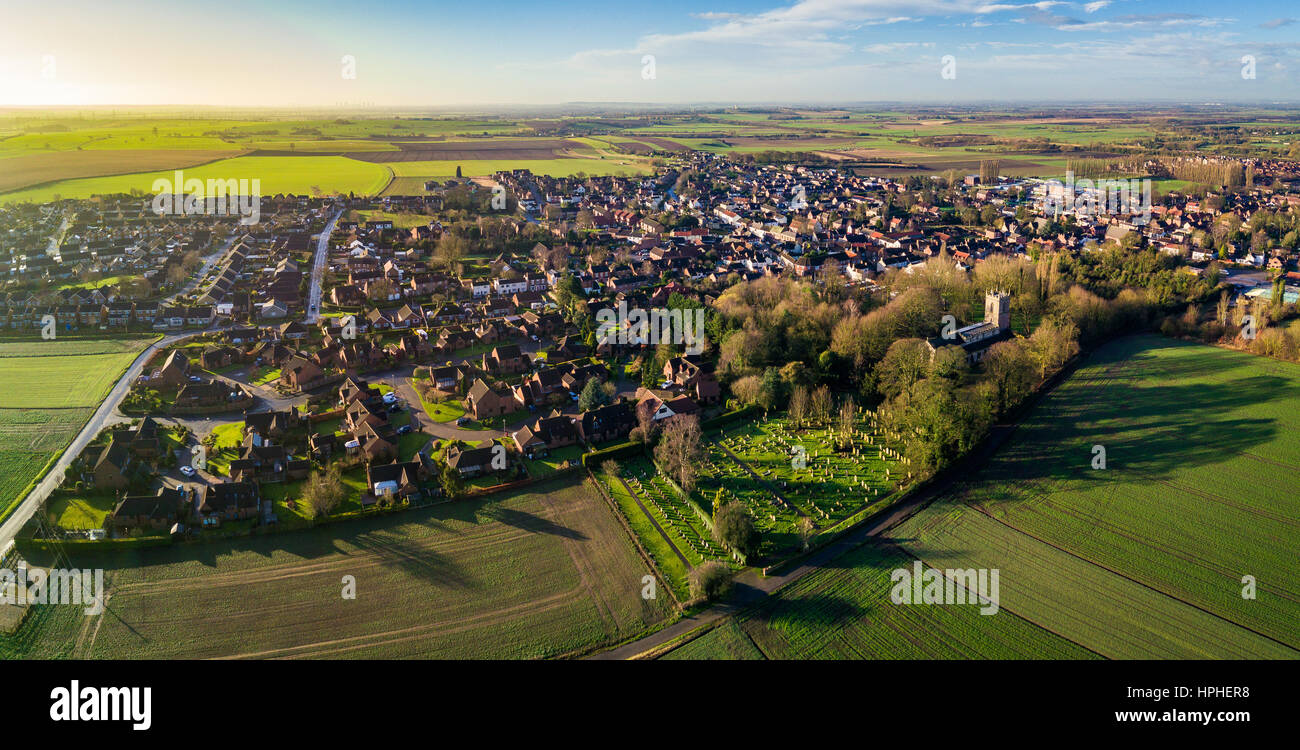 An Aerial Sunrise View of Epworth, North Lincolnshire Stock Photo - Alamy