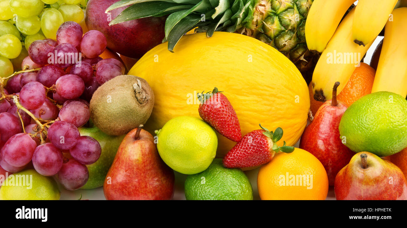 bright background of various ripe fruits Stock Photo - Alamy