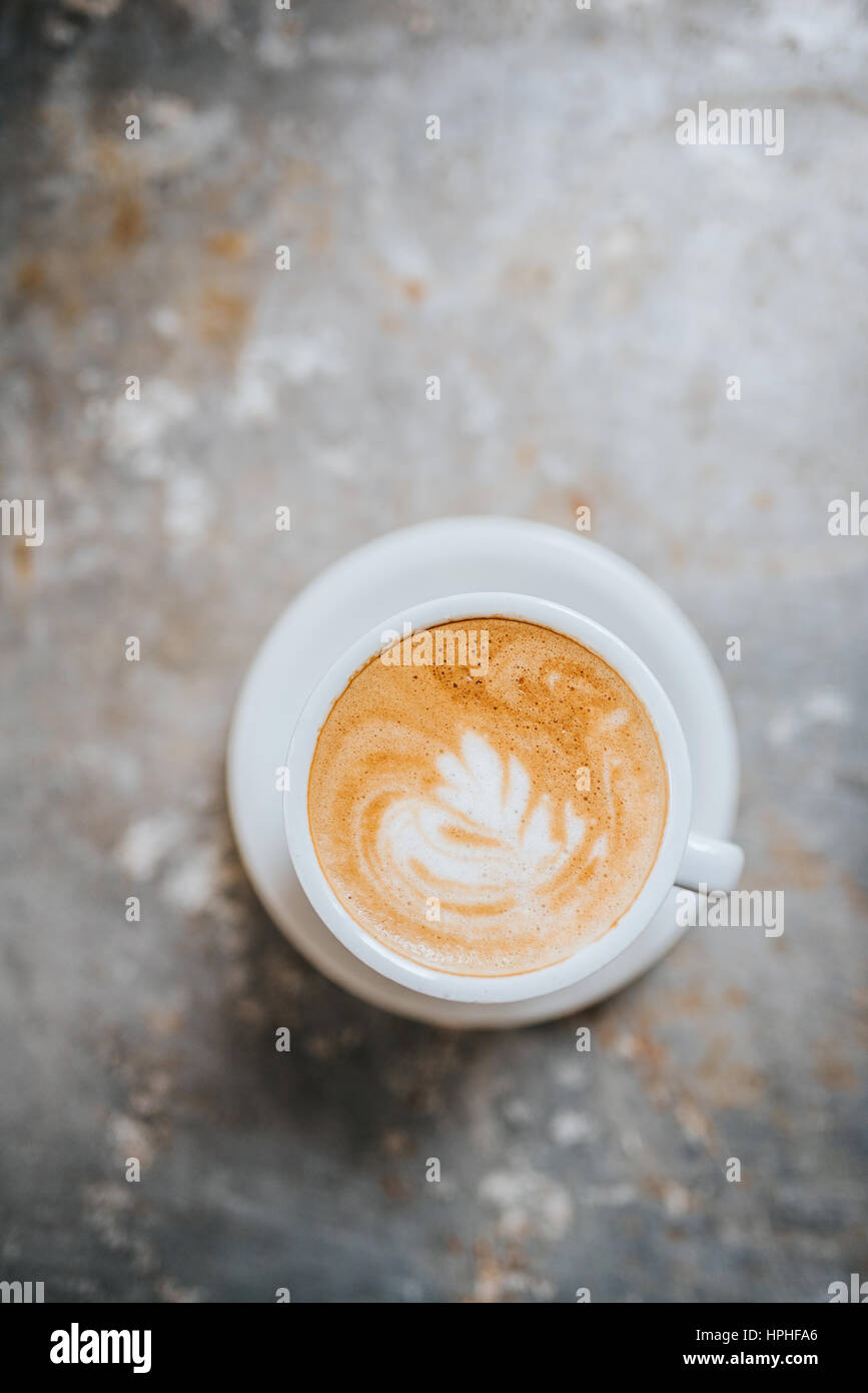 Freshly made coffe with milk foam Stock Photo - Alamy