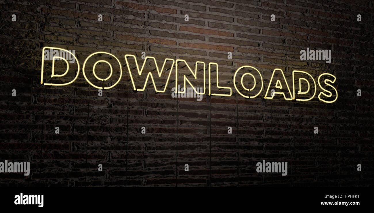 DOWNLOADS -Realistic Neon Sign on Brick Wall background - 3D rendered ...