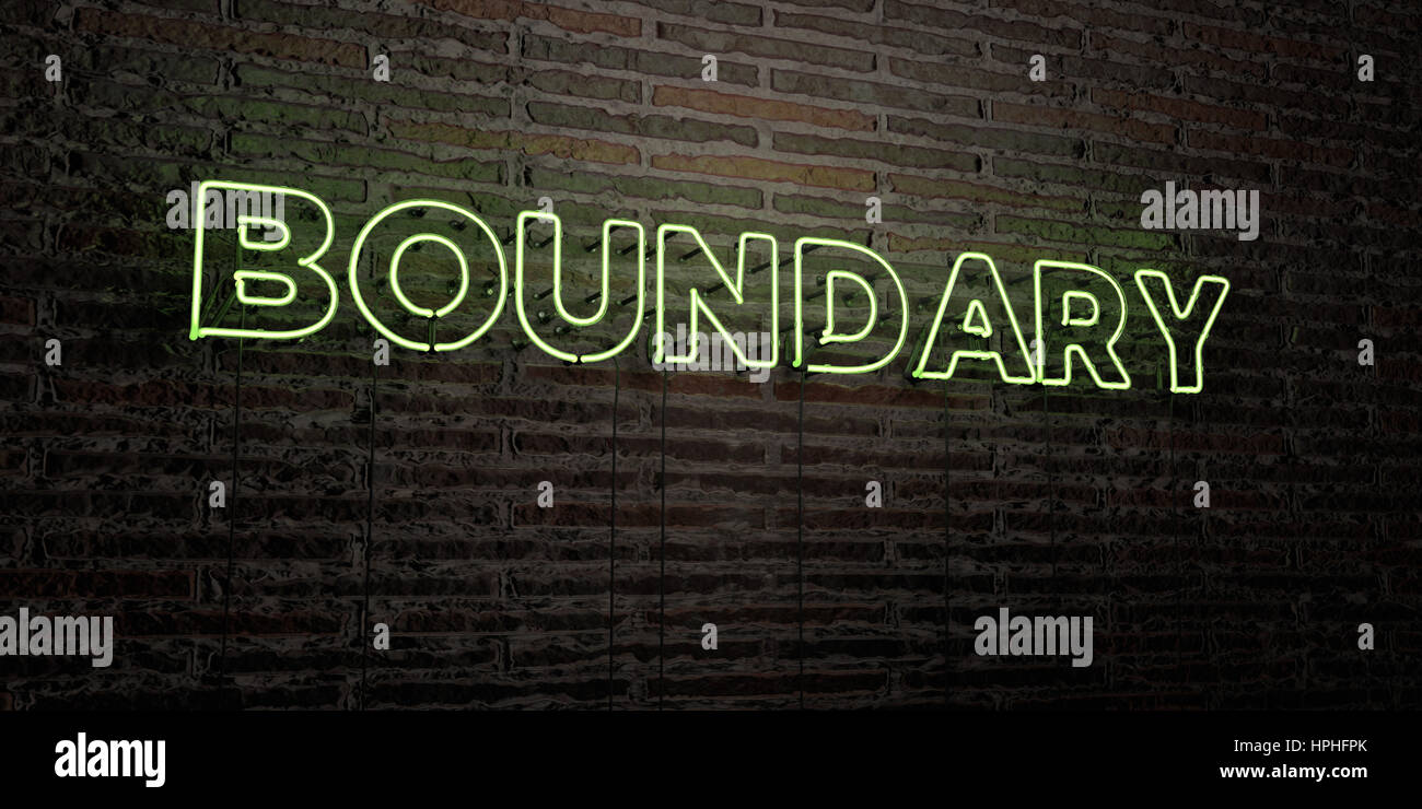 BOUNDARY -Realistic Neon Sign on Brick Wall background - 3D rendered ...