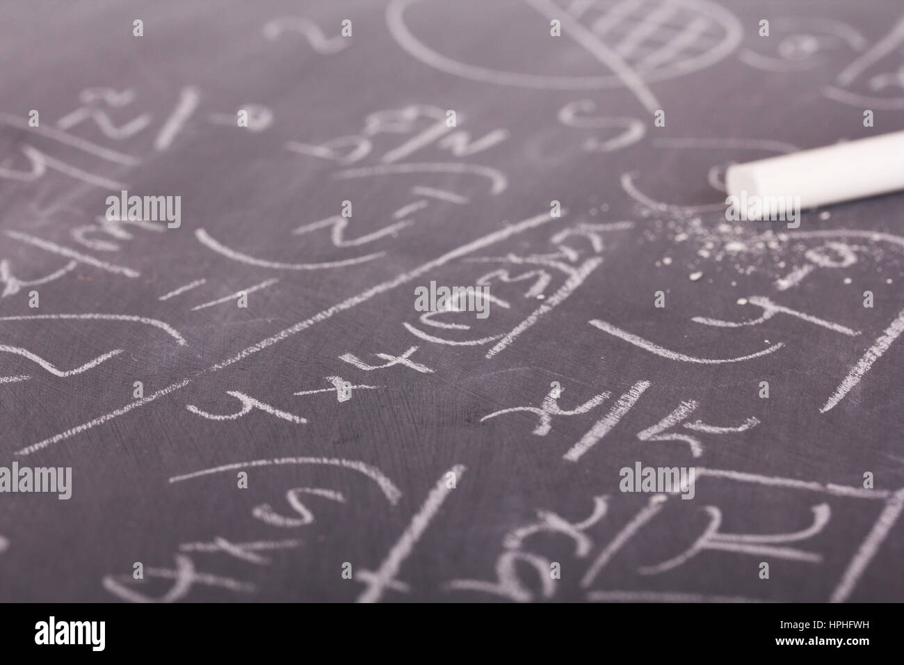 Close up of blackboard with maths equations and sums Stock Photo - Alamy