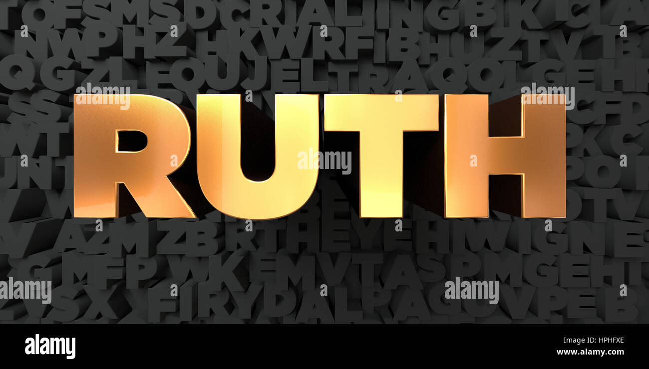Ruth - Gold text on black background - 3D rendered royalty free stock ...