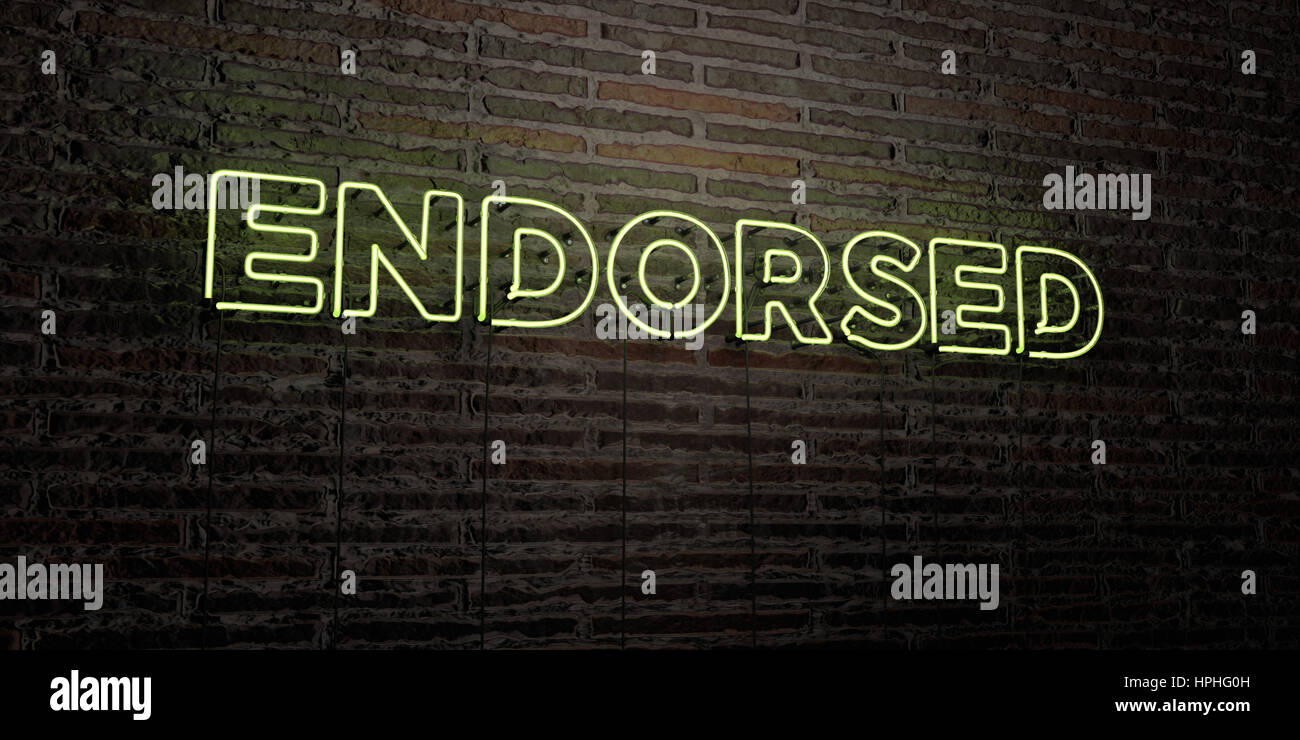 ENDORSED -Realistic Neon Sign on Brick Wall background - 3D rendered ...