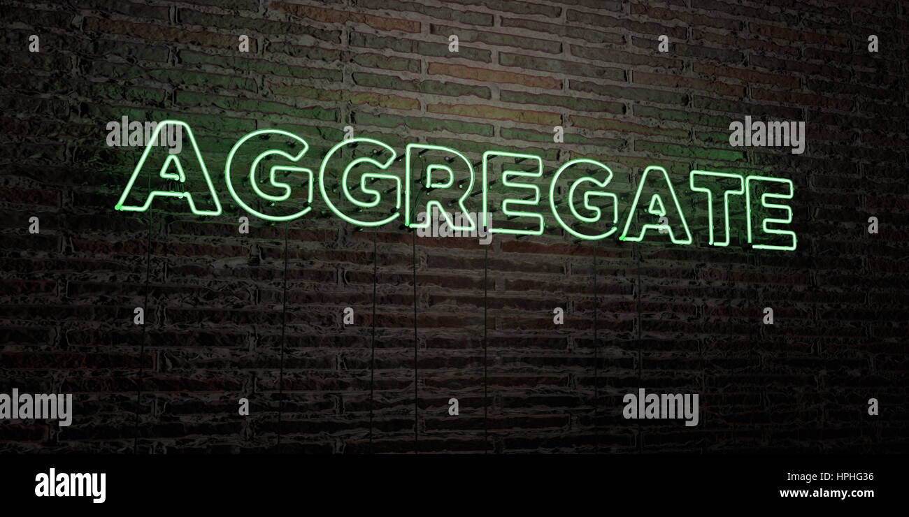 AGGREGATE -Realistic Neon Sign on Brick Wall background - 3D rendered ...