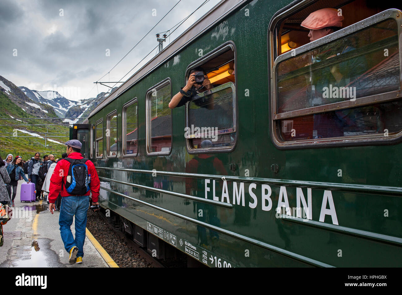 Flamsbana train, Myrdal station, Norway Stock Photo - Alamy