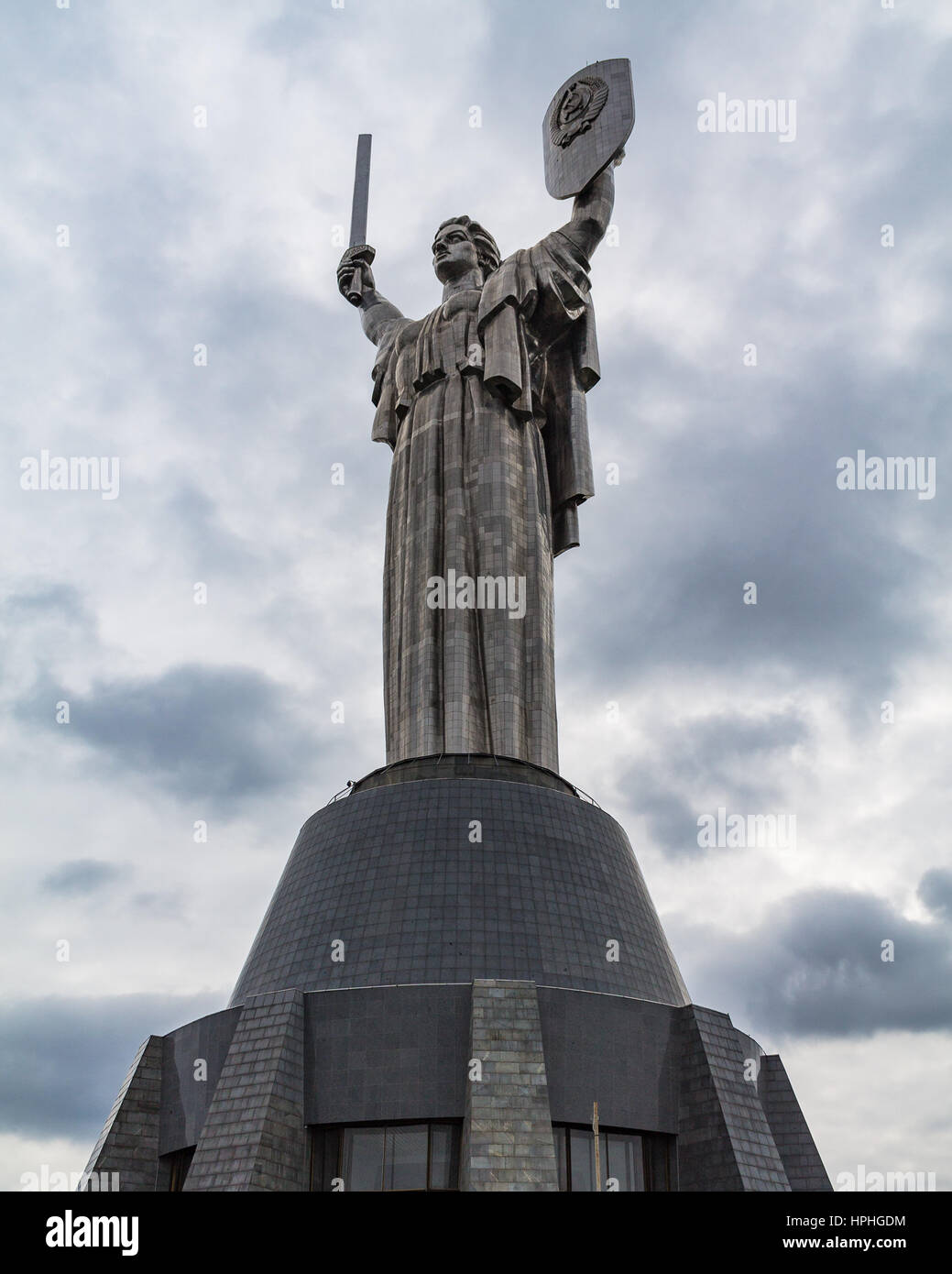 The Mother Motherland Monument in Kiev, Ukraine with a cloudy sky Stock ...
