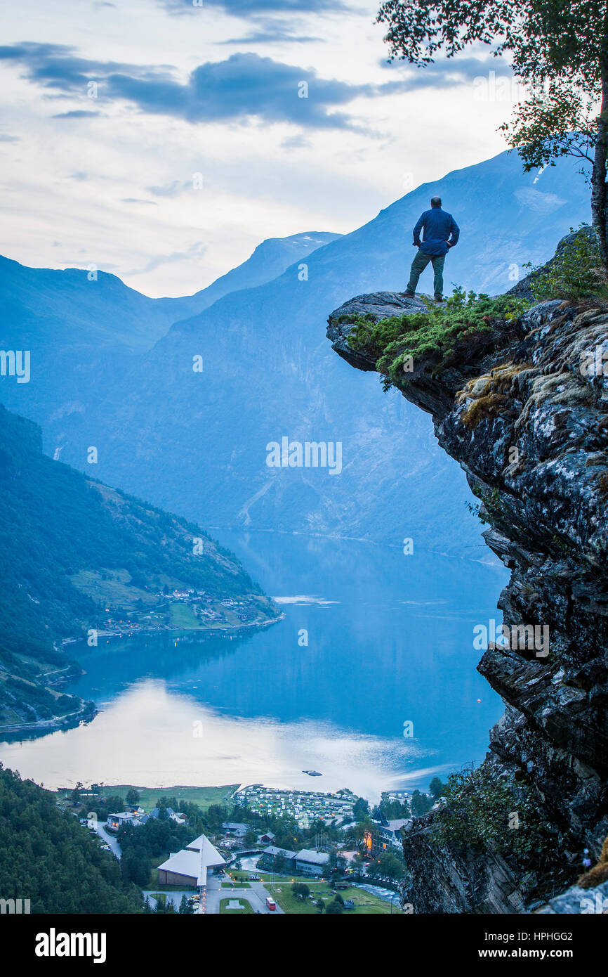 Geiranger and Geirangerfjord from Flydalsjuvet gorge, More og Romsdal ...