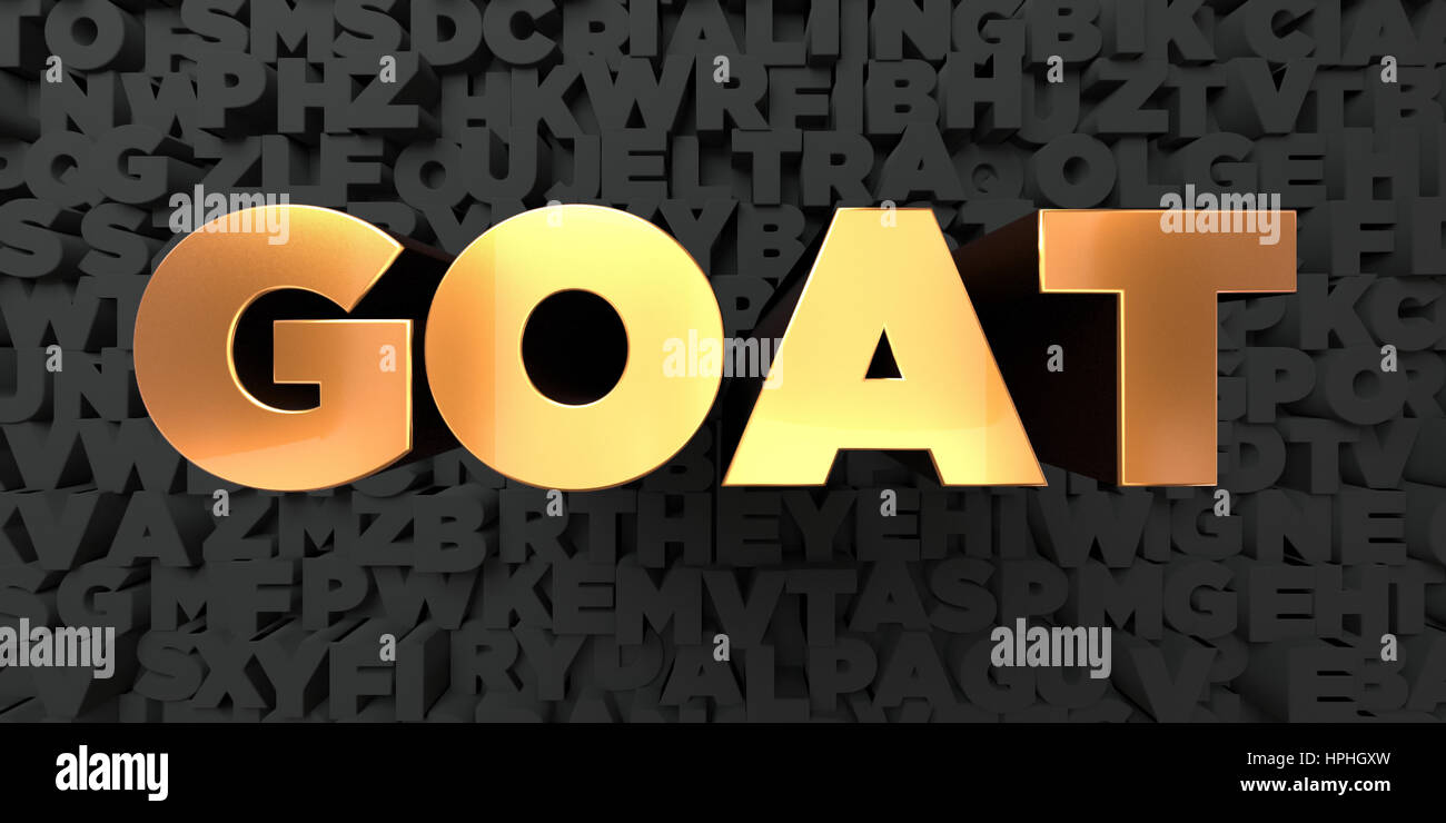 Goat - Gold text on black background - 3D rendered royalty free stock ...