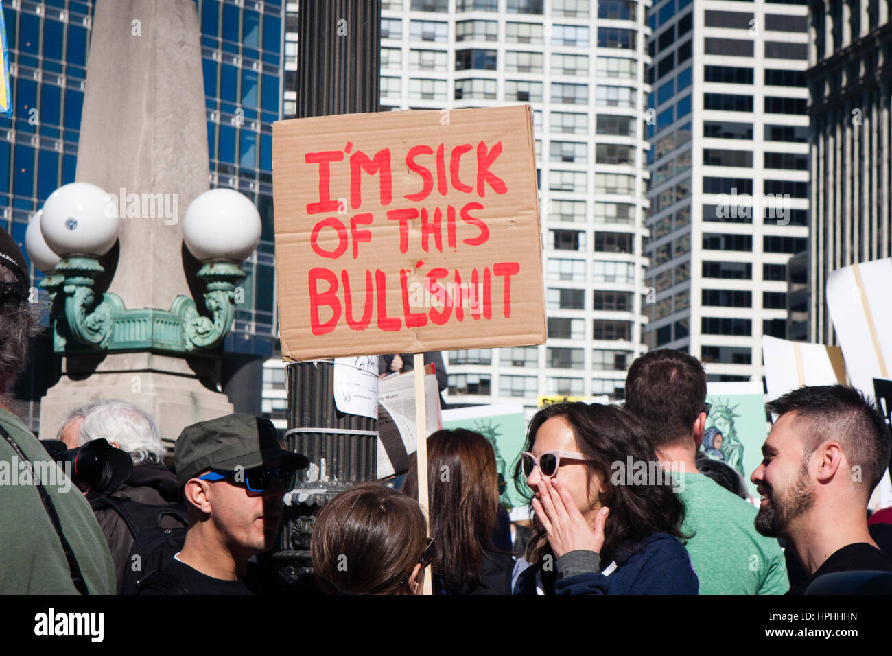 Chicago, Illinois - Feb. 19, 2017: Chicago marks the one-month ...