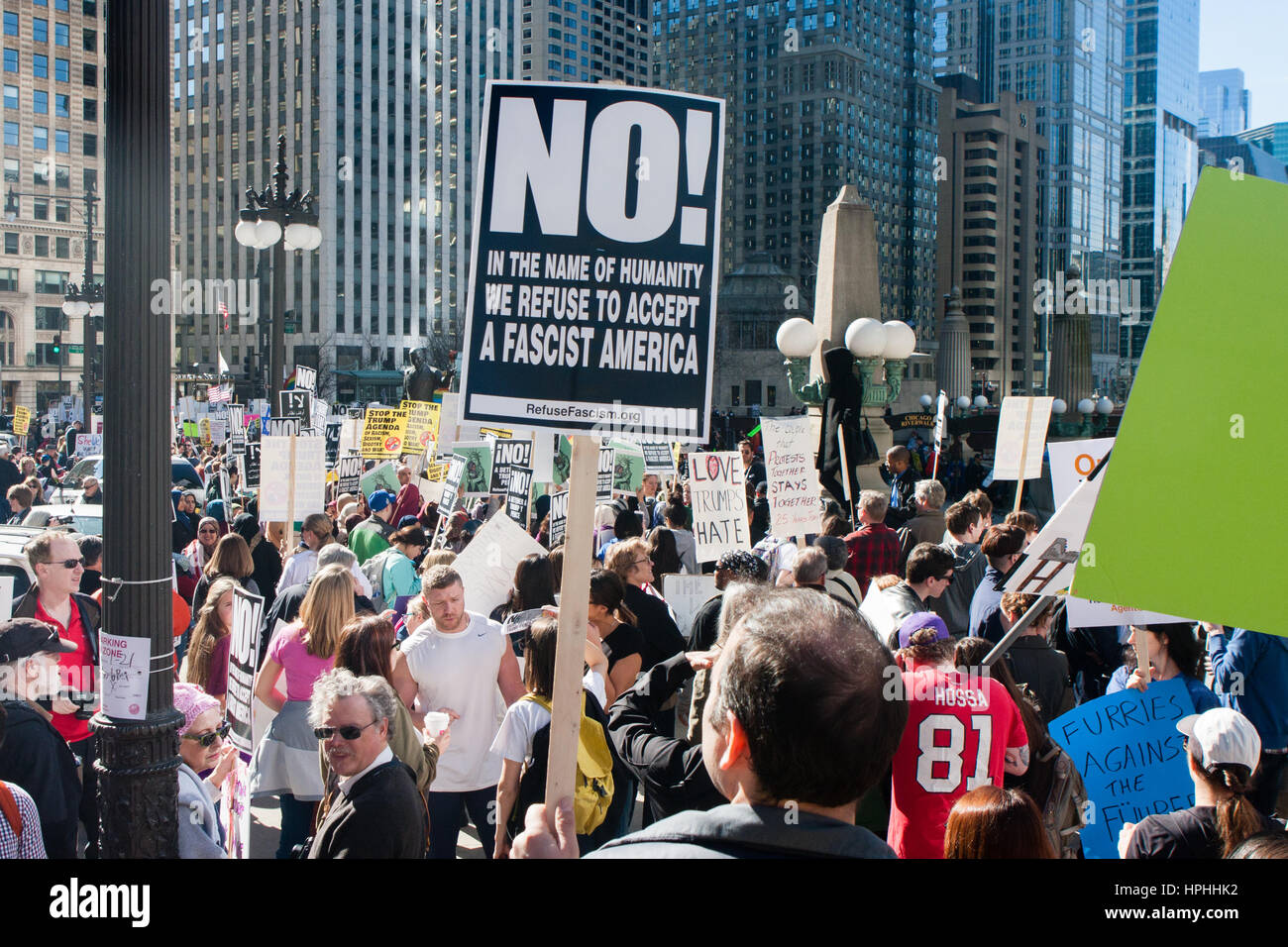 Chicago, Illinois - Feb. 19, 2017: Chicago marks the one-month ...