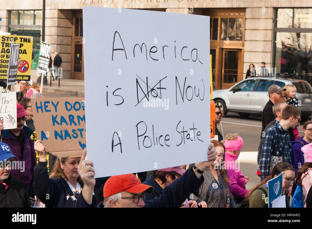 Chicago, Illinois - Feb. 19, 2017: Chicago marks the one-month ...