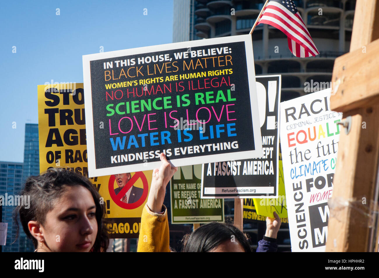 Chicago water tower protest hi-res stock photography and images - Alamy