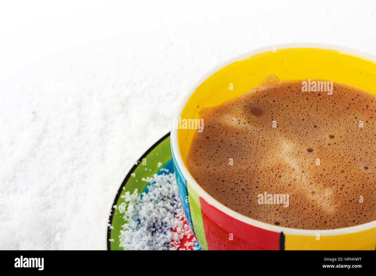 Hot chocolate in a bright and colourful cup Stock Photo - Alamy