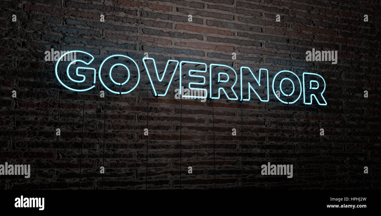 GOVERNOR -Realistic Neon Sign on Brick Wall background - 3D rendered ...