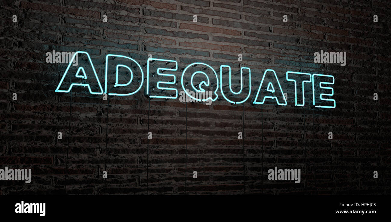 ADEQUATE -Realistic Neon Sign on Brick Wall background - 3D rendered ...