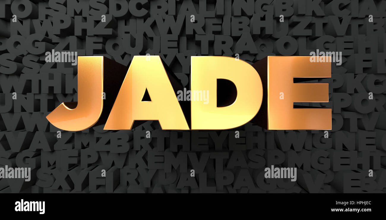 Jade - Gold text on black background - 3D rendered royalty free stock ...
