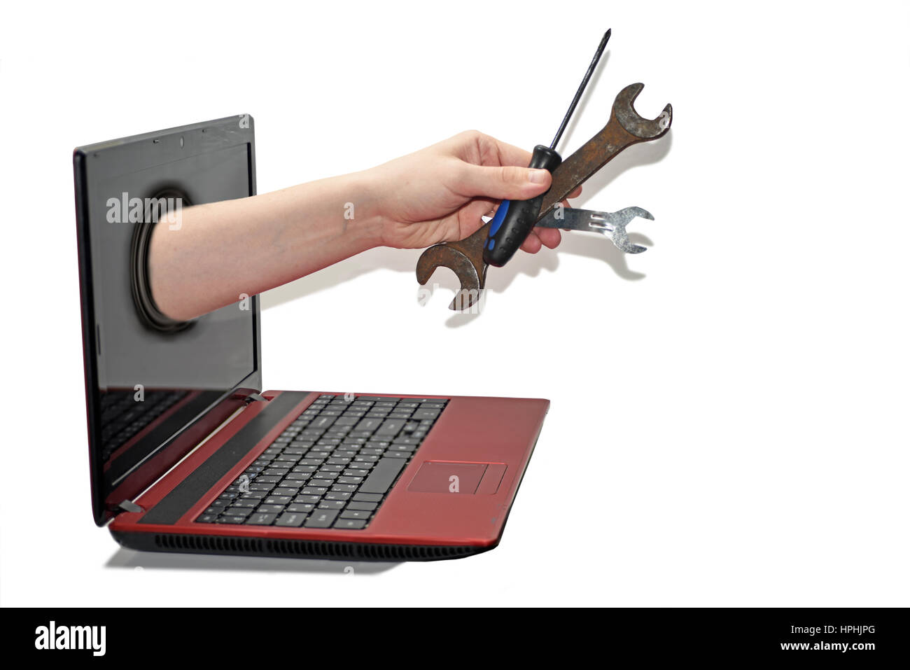 Abstract composition of fast online repair. Isolated on white ...