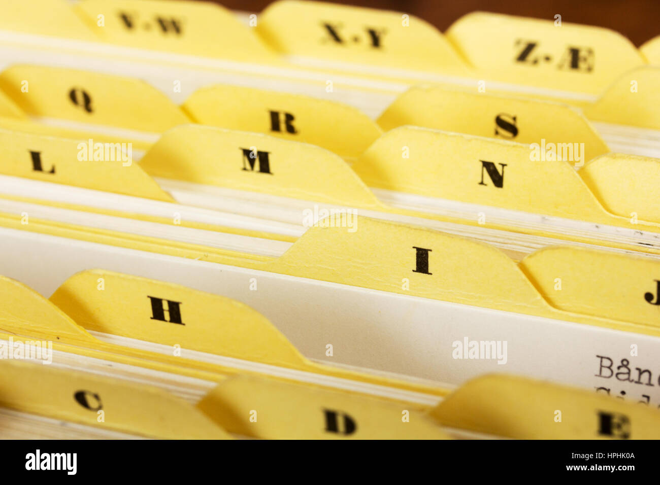Close up of alphabetical index cards in a box Stock Photo - Alamy