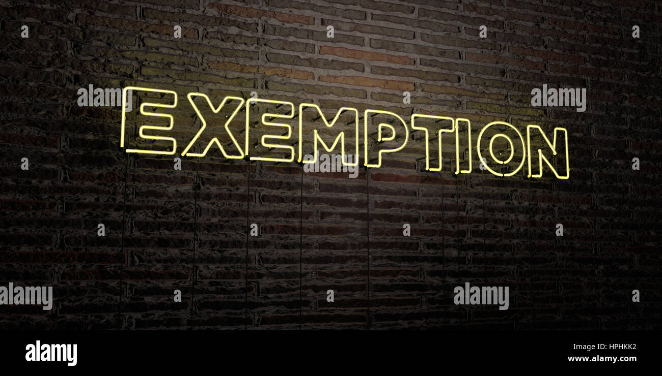 EXEMPTION -Realistic Neon Sign on Brick Wall background - 3D rendered ...