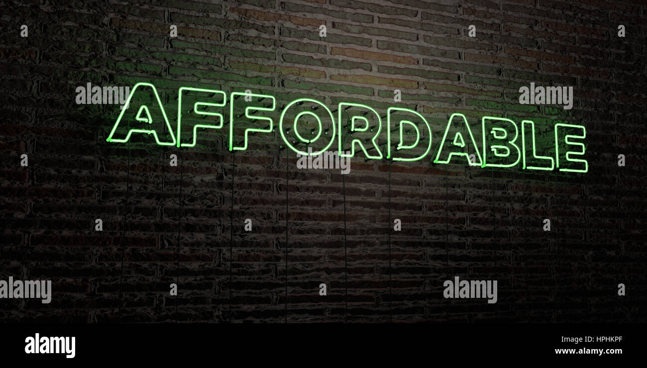AFFORDABLE -Realistic Neon Sign on Brick Wall background - 3D rendered ...