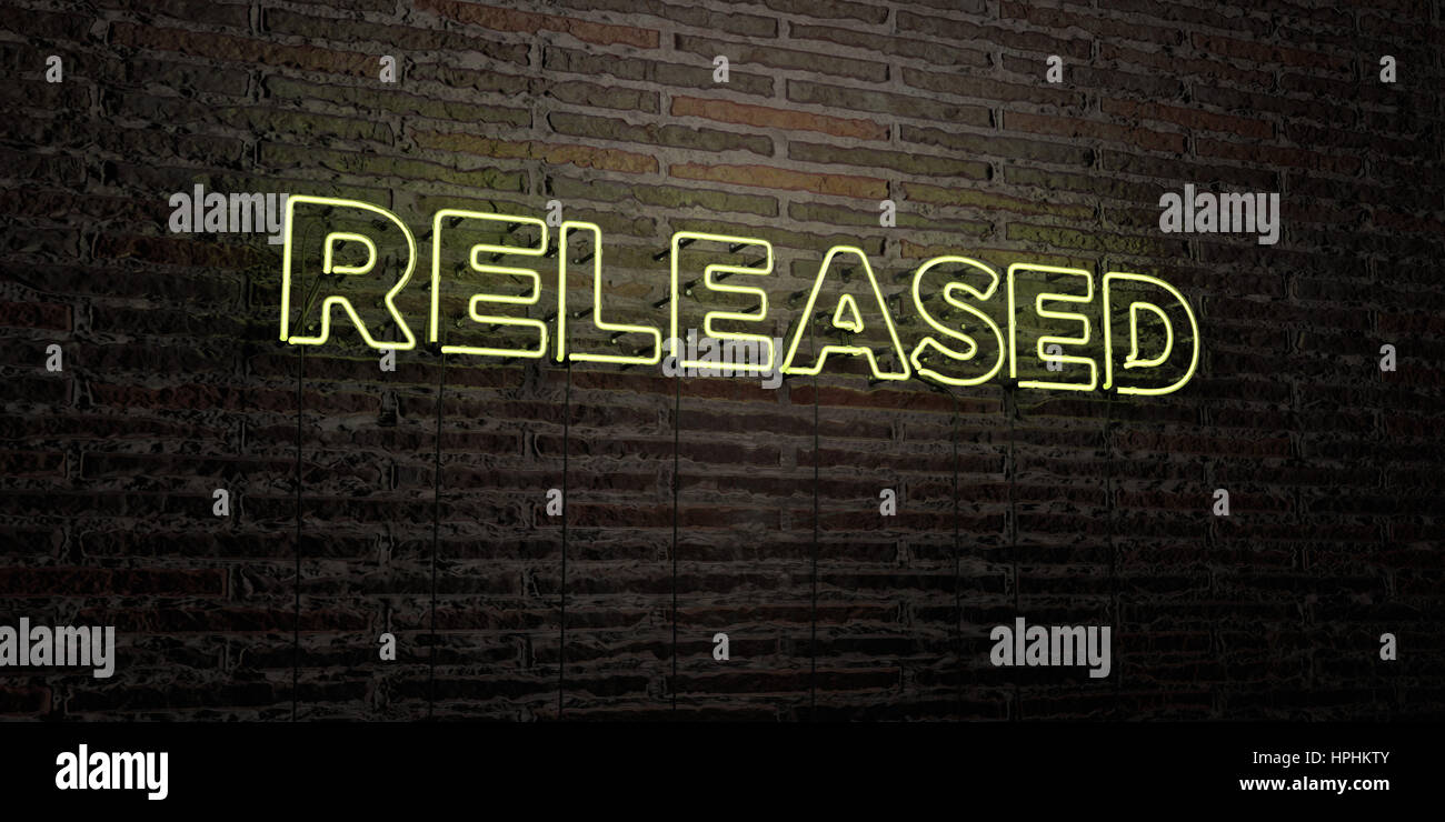 RELEASED -Realistic Neon Sign on Brick Wall background - 3D rendered ...