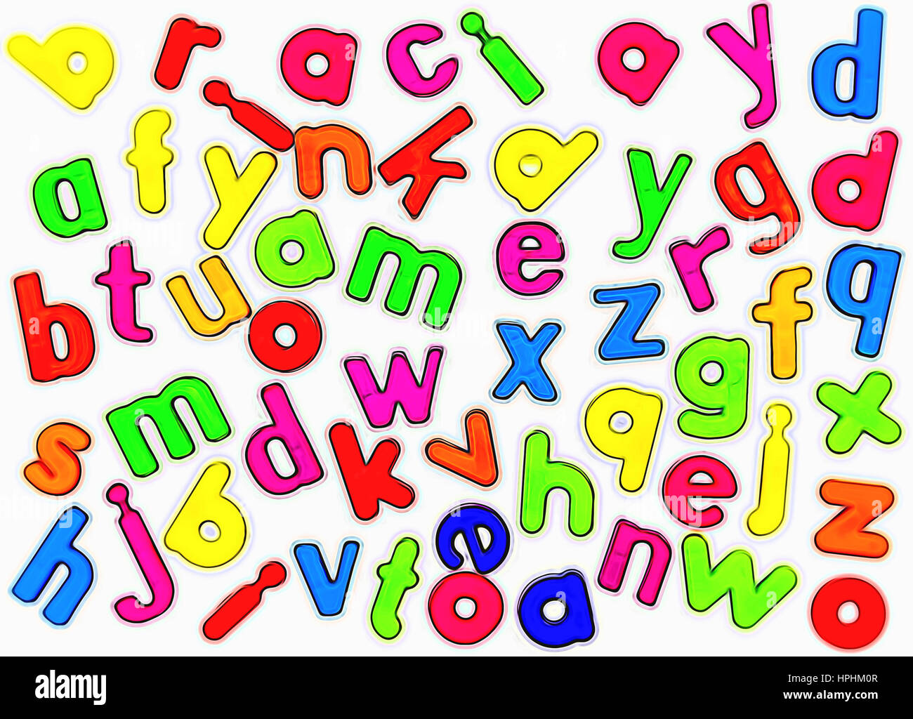 Plastic multicoloured plastic letters with a glow effect Stock Photo ...