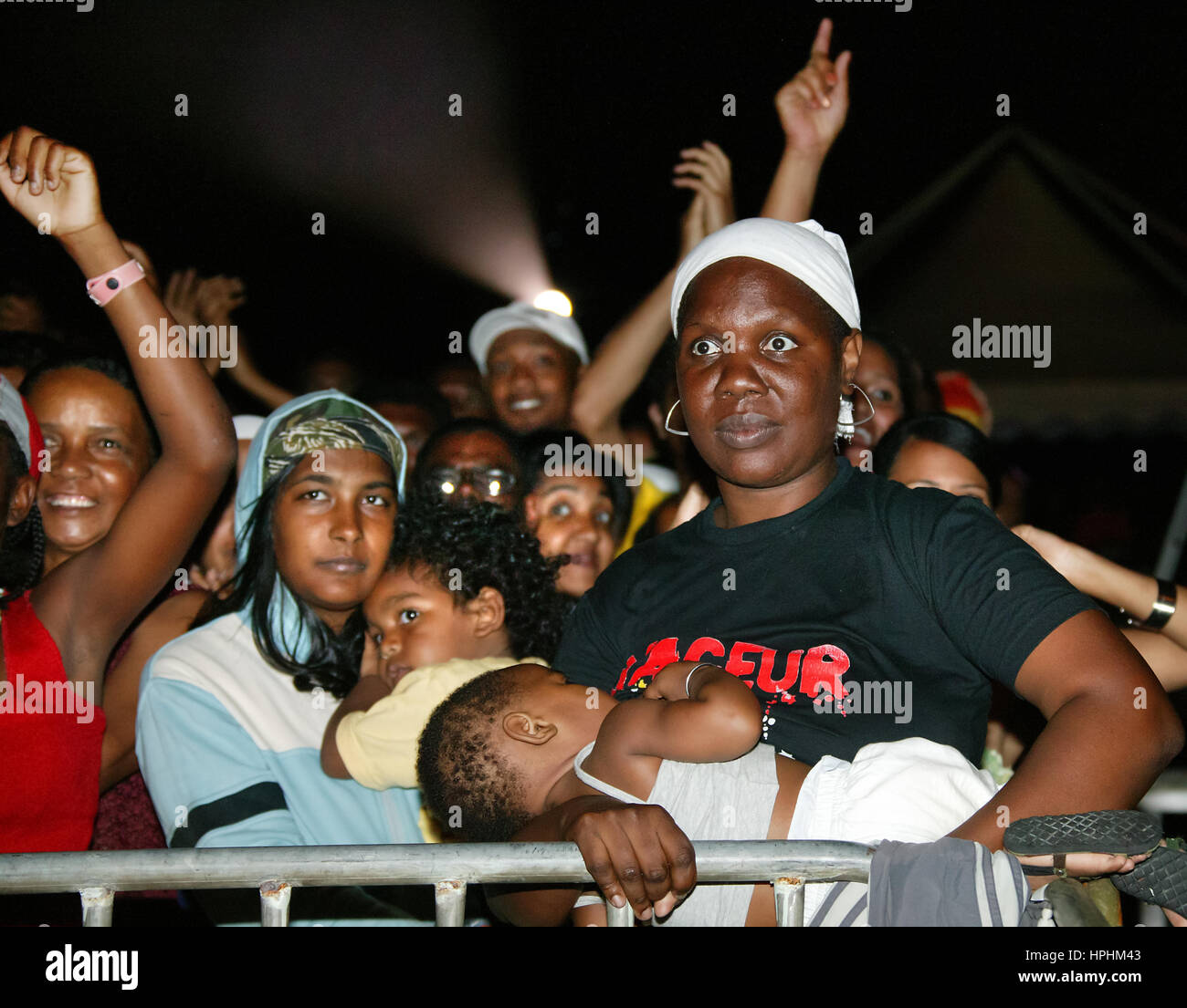 Creole Folk Festival, Young Mother with Her Child, Enthusiastic Concert ...
