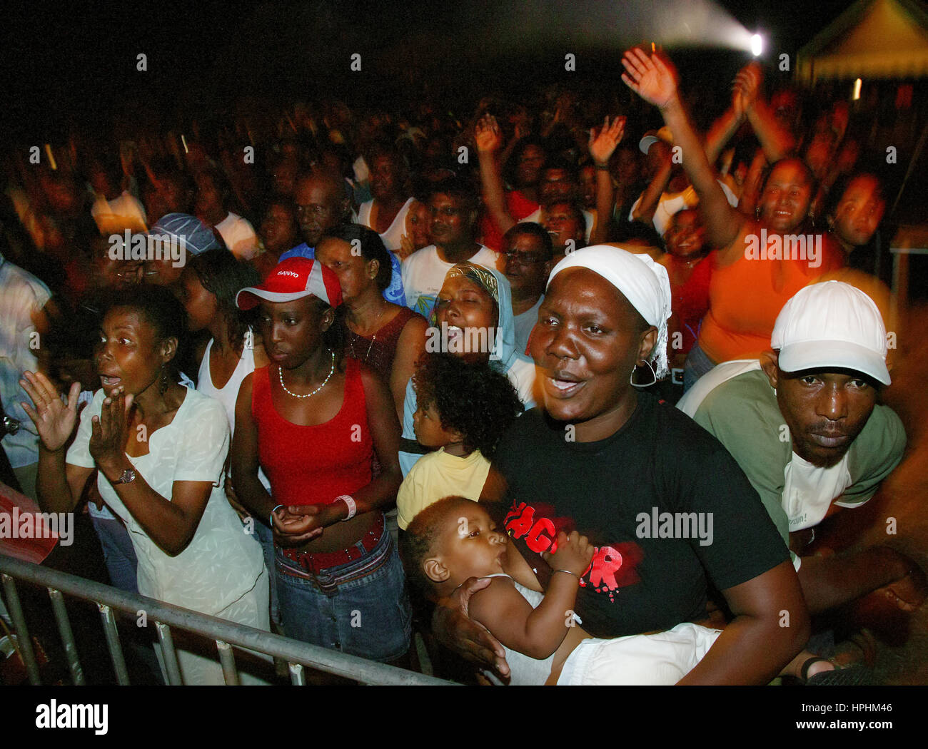 Creole Folk Festival, Young Mother with Her Child, Enthusiastic Concert ...