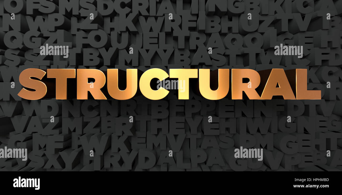 Structural - Gold text on black background - 3D rendered royalty free ...
