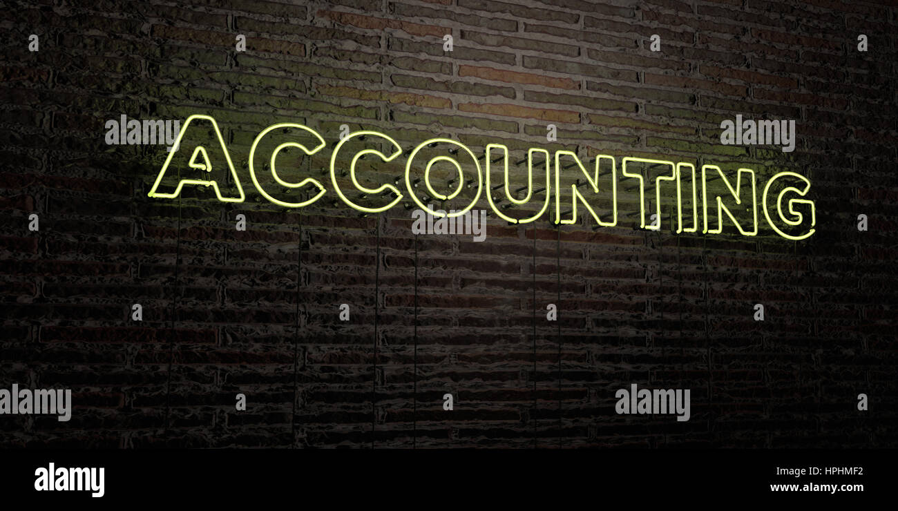 ACCOUNTING -Realistic Neon Sign on Brick Wall background - 3D rendered ...