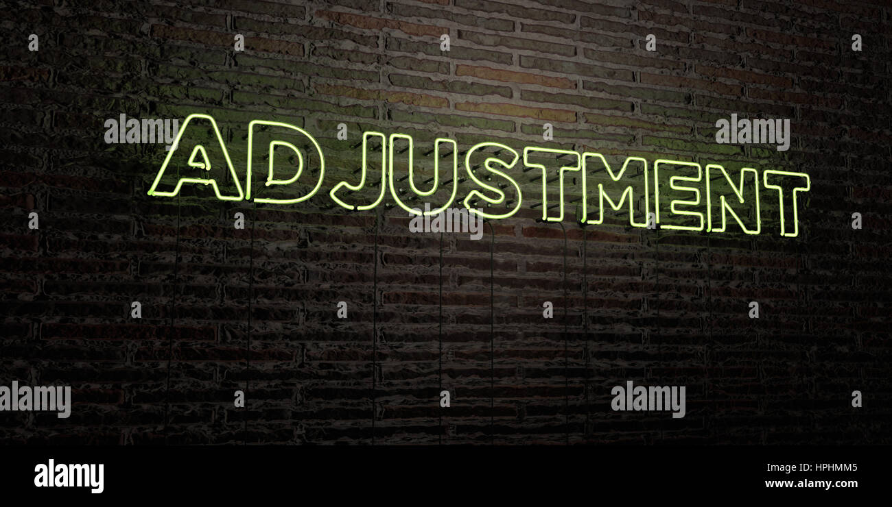 ADJUSTMENT -Realistic Neon Sign on Brick Wall background - 3D rendered ...