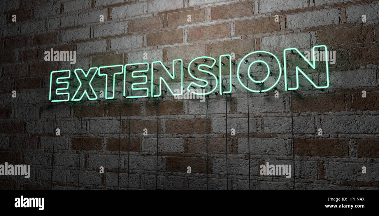 EXTENSION - Glowing Neon Sign on stonework wall - 3D rendered royalty ...