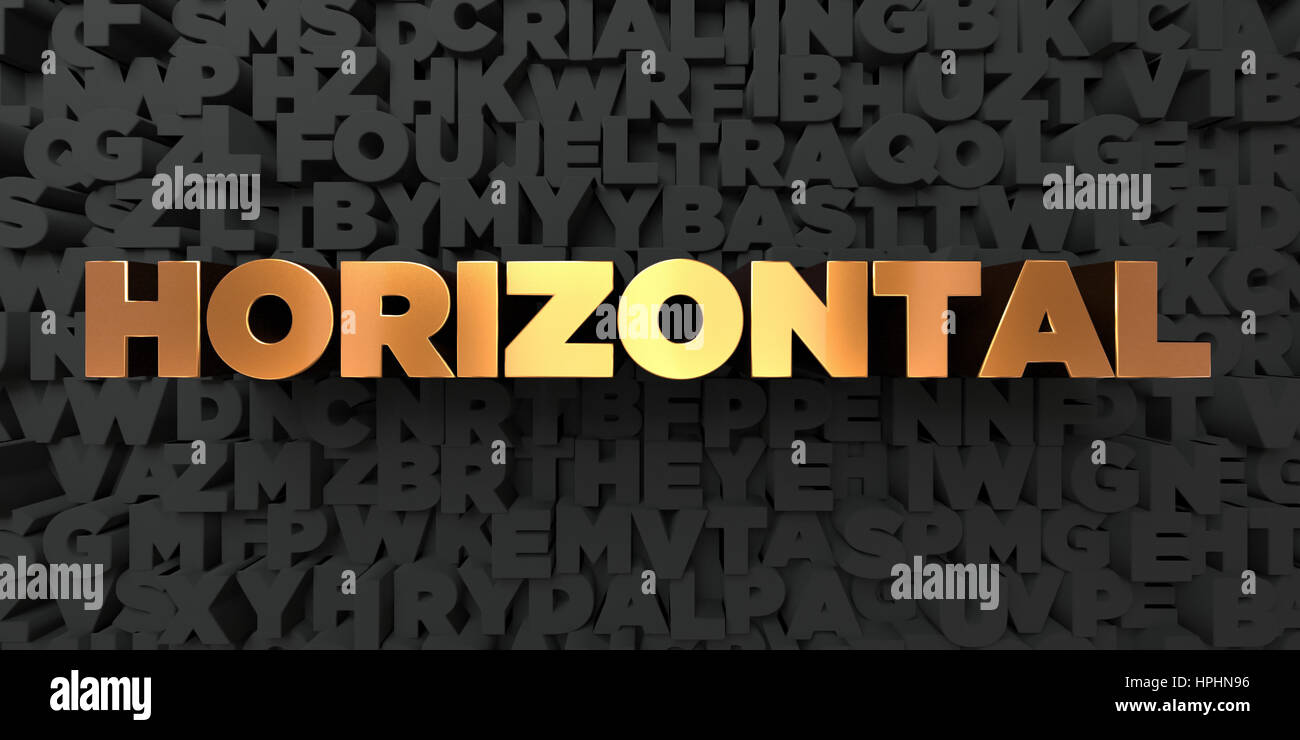 Horizontal - Gold text on black background - 3D rendered royalty free ...