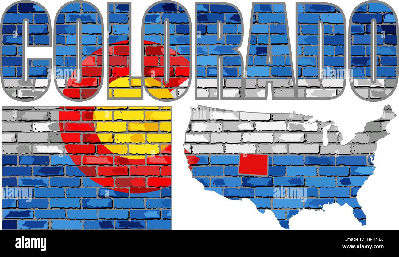 Colorado on a brick wall - Illustration, Font with the Colorado flag ...