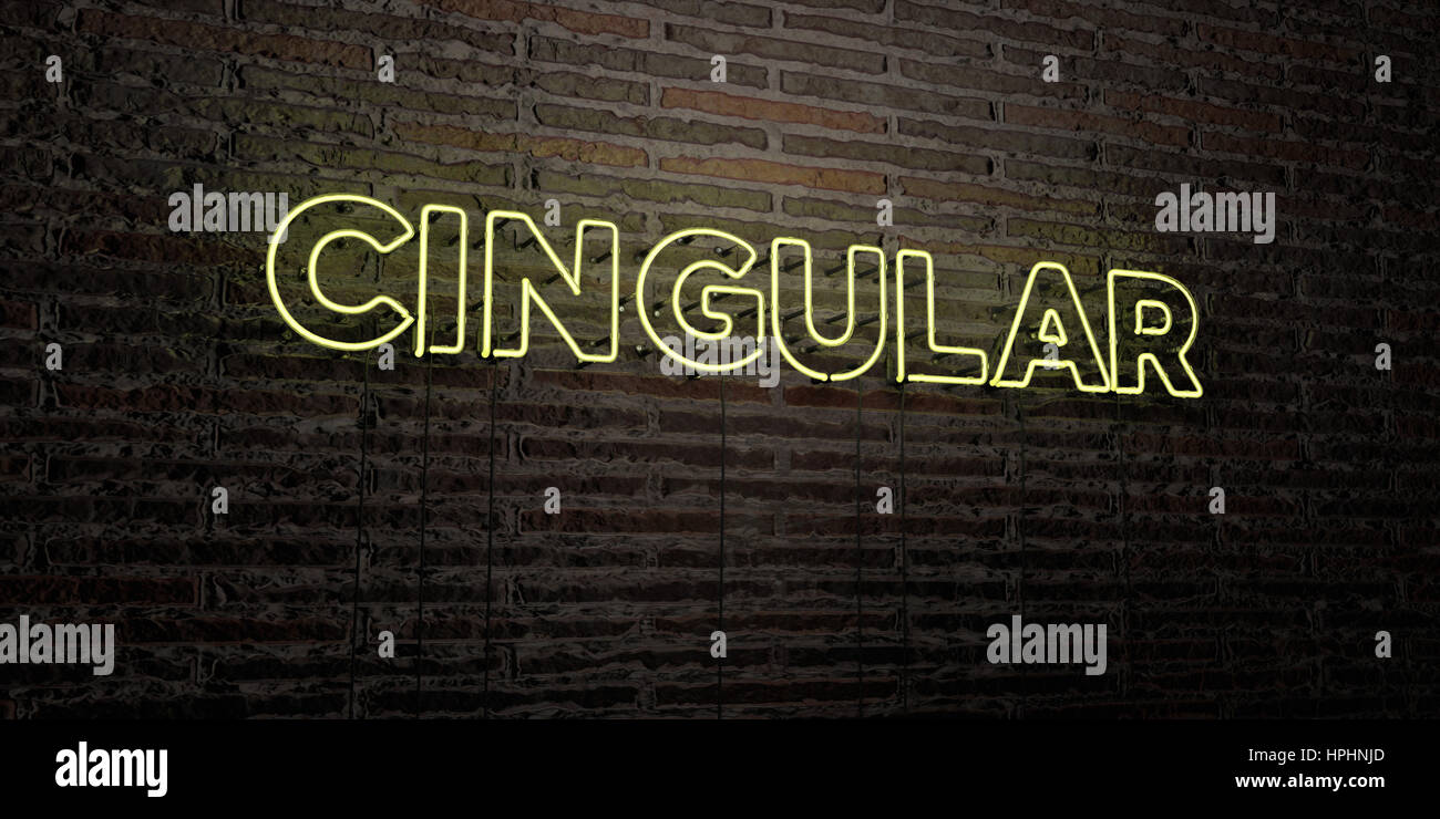 CINGULAR -Realistic Neon Sign on Brick Wall background - 3D rendered ...