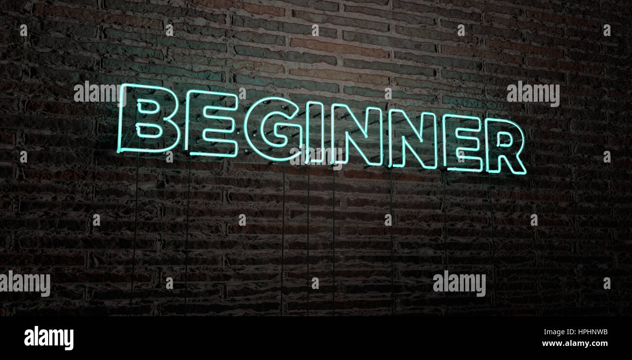 BEGINNER -Realistic Neon Sign on Brick Wall background - 3D rendered ...