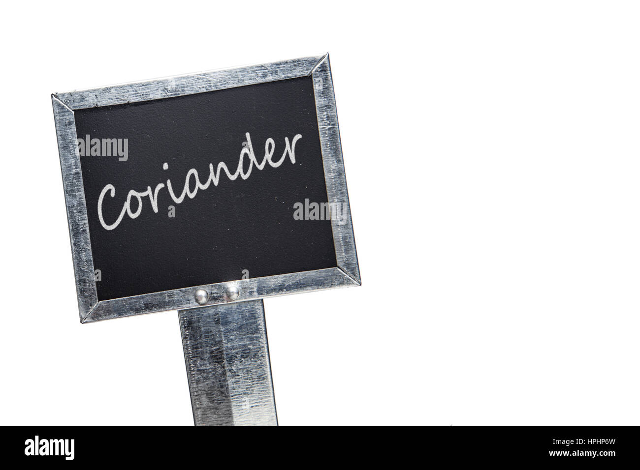 Blackboard plant label for coriander Stock Photo - Alamy