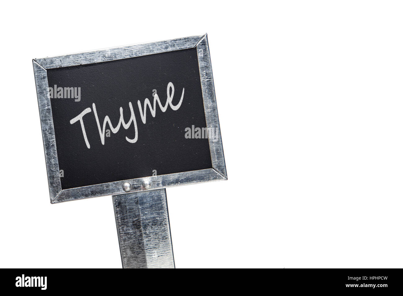 Blackboard plant label for thyme Stock Photo - Alamy