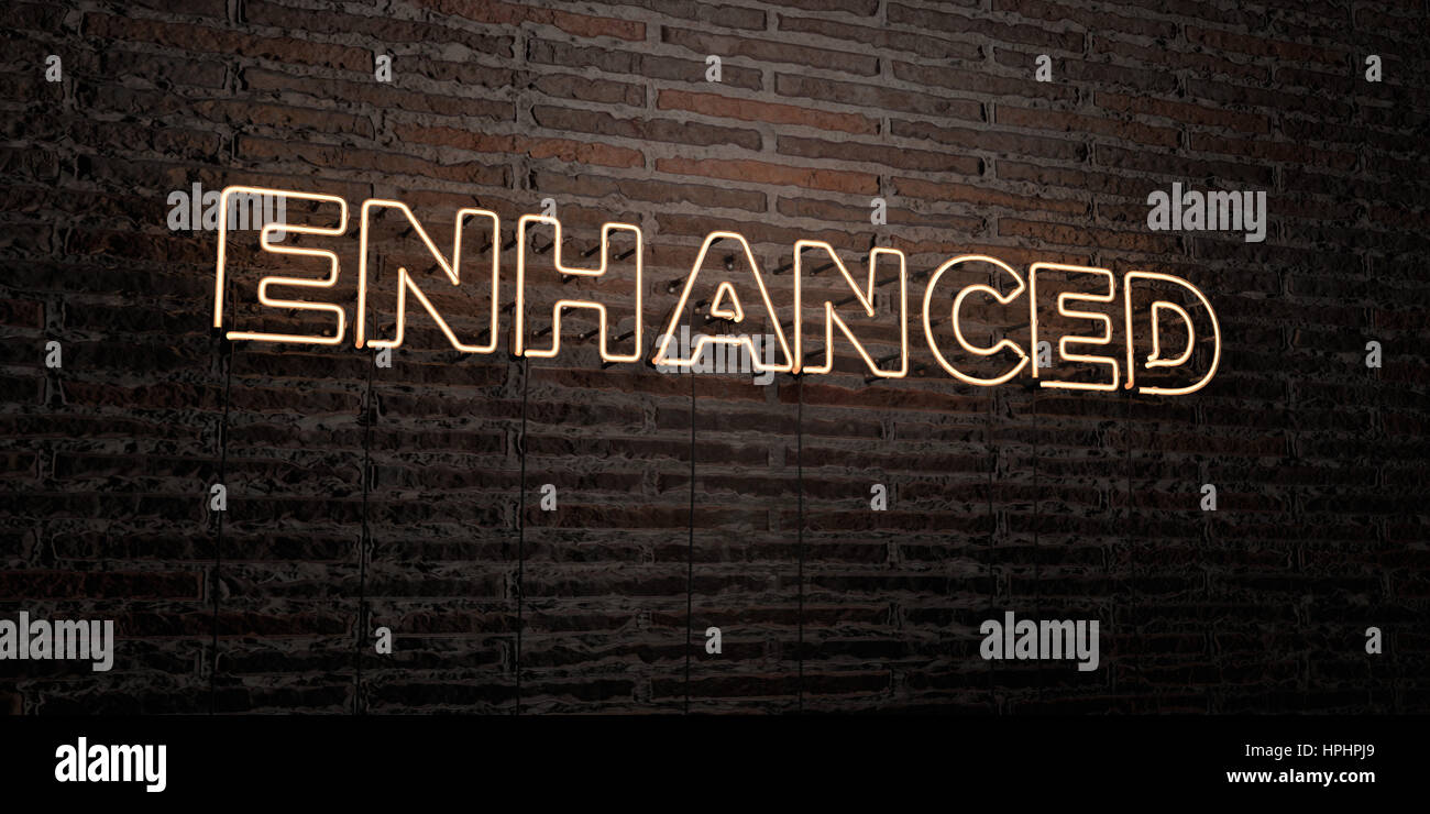 ENHANCED -Realistic Neon Sign on Brick Wall background - 3D rendered ...