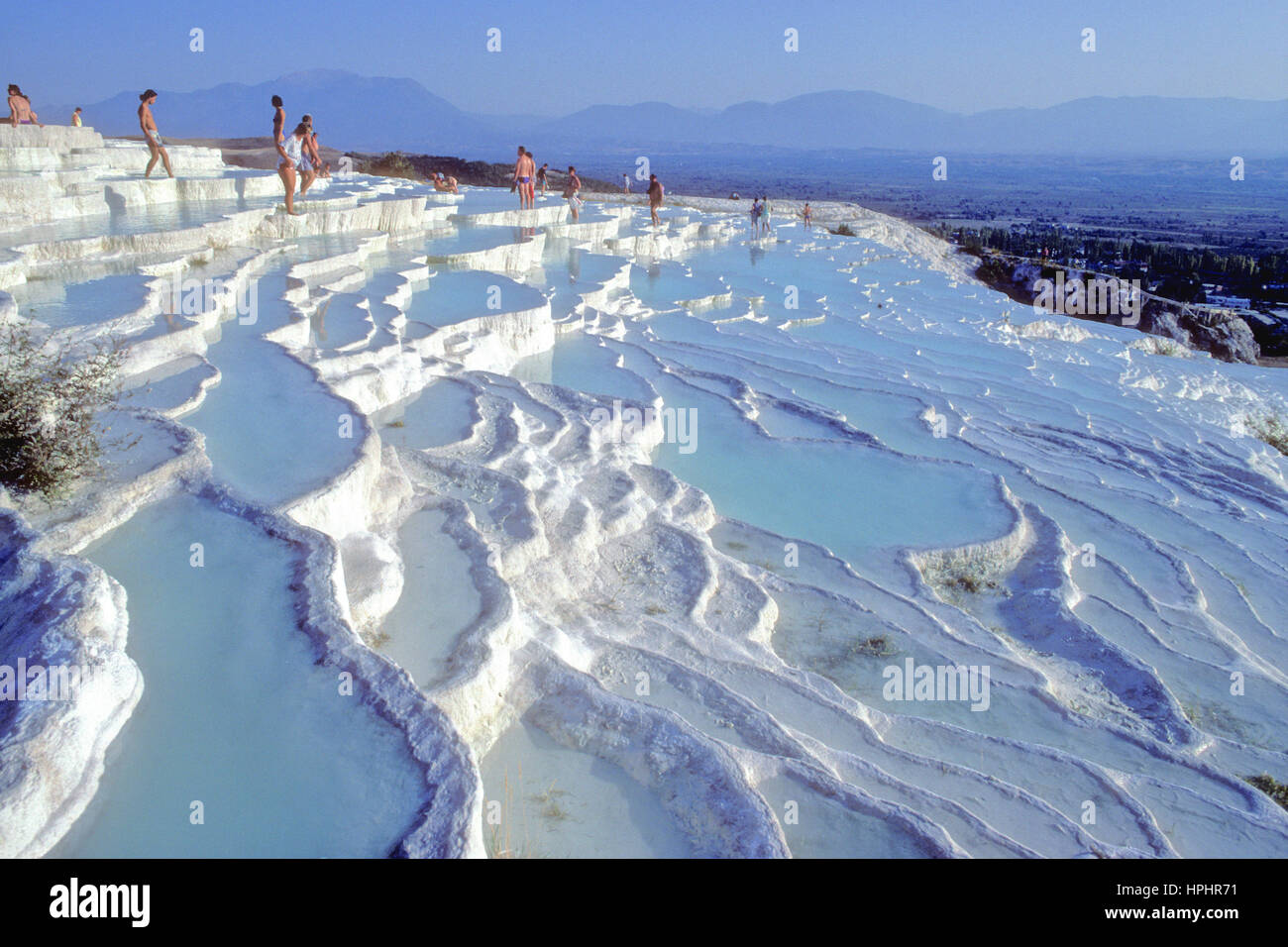Turkey, province of Denizli, Pamukkale, natural limestone pools (Unesco ...
