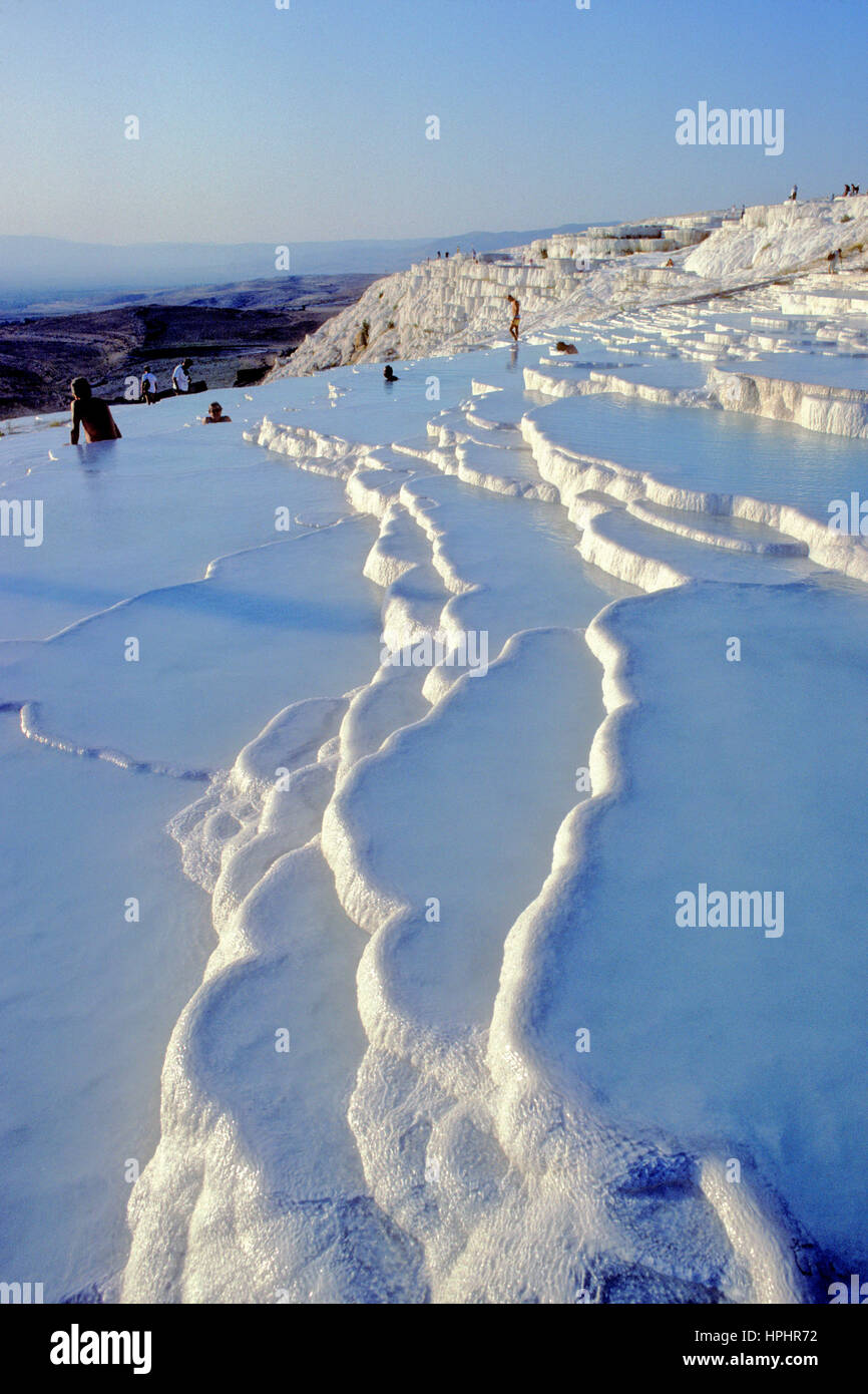 Turkey, province of Denizli, Pamukkale, natural limestone pools (Unesco ...