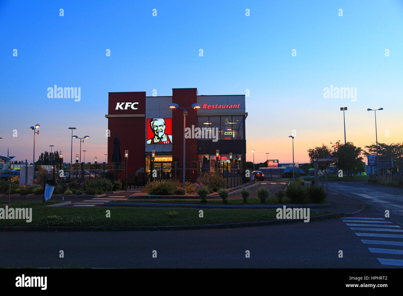 France, KFC restaurant at night Stock Photo - Alamy