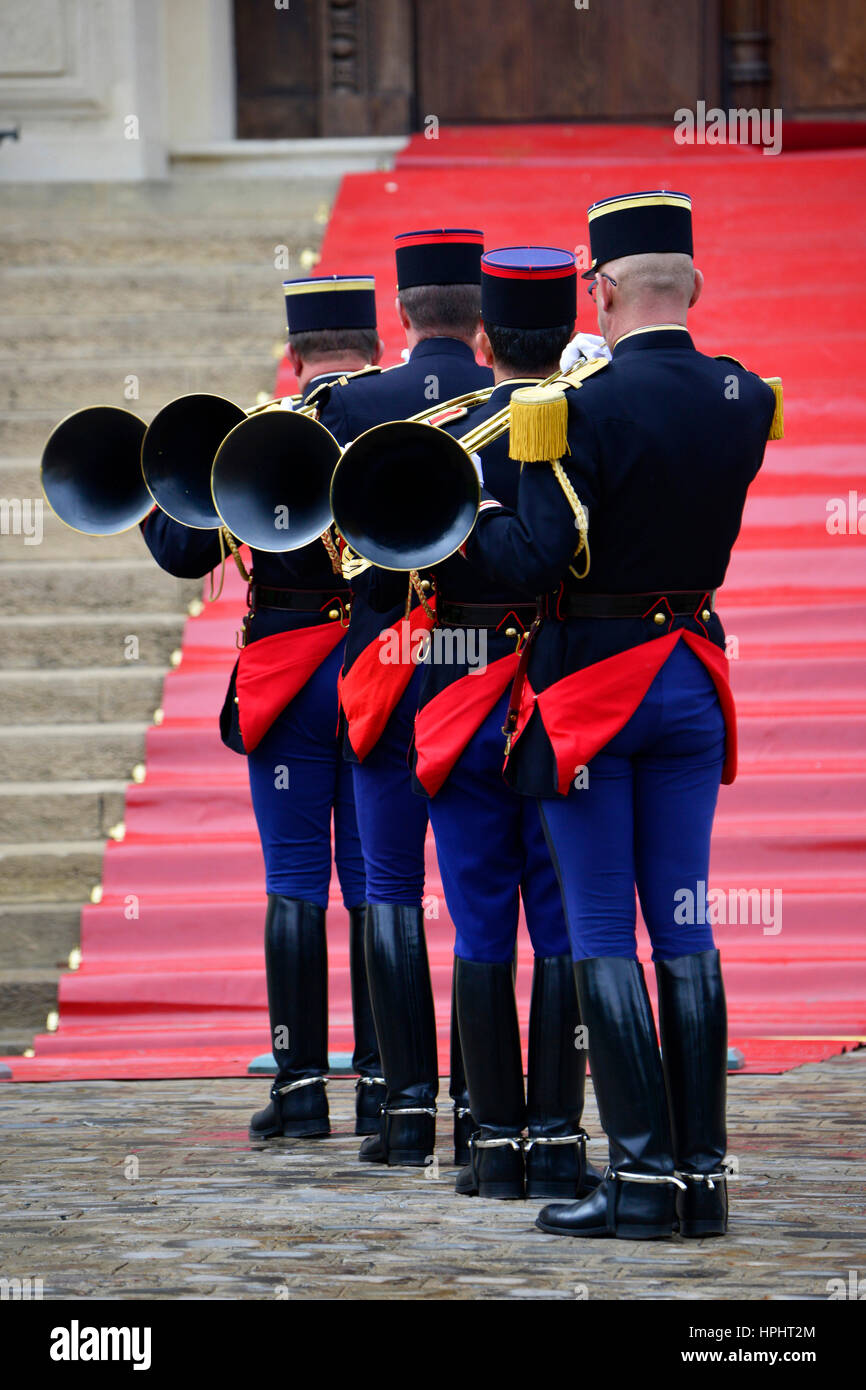 France, Paris, The Republican Guard band in front of the Ministry of ...
