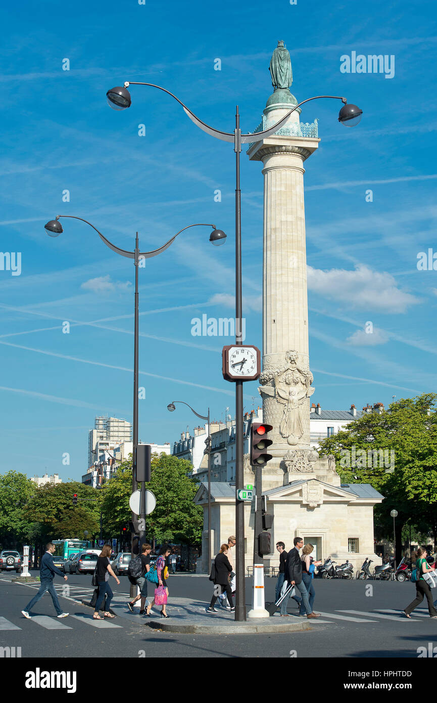 France. Paris 11th district. Place de la Nation. One of the 2 columns ...