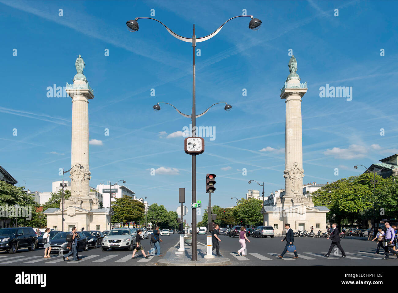France. Paris 11th district. Place de la Nation. The 2 columns by ...