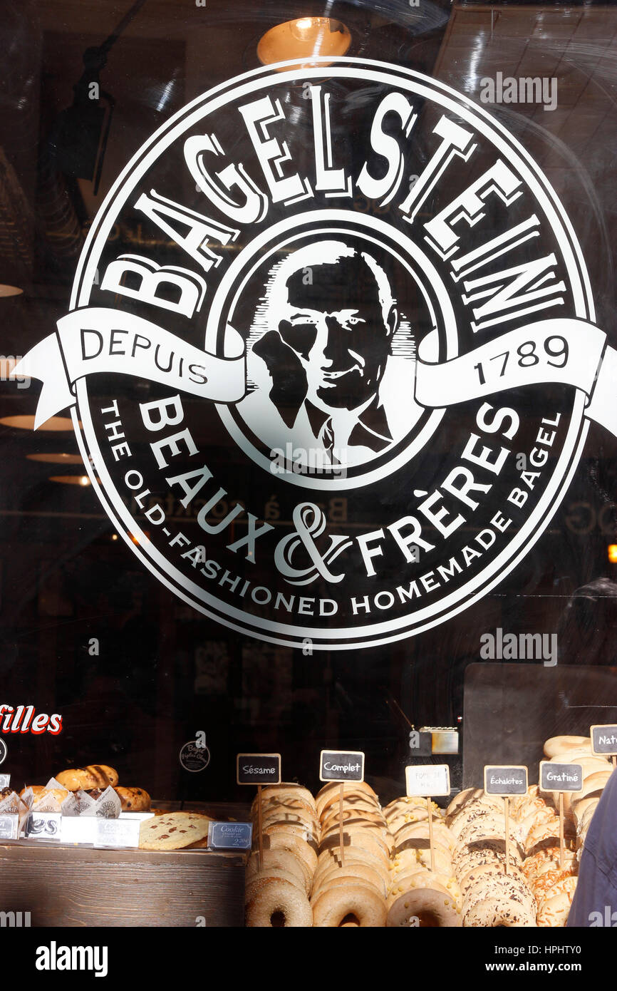 France, Paris, closeup on a shop window selling bagels Stock Photo - Alamy