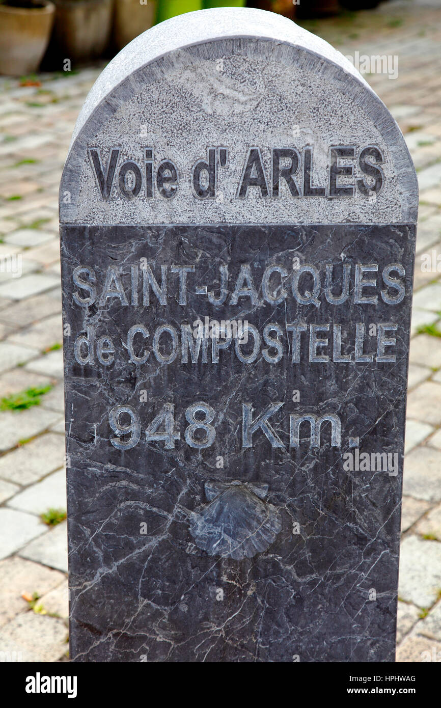 France, Aquitaine, Pyrenees Atlantiques, Oloron-sainte-Marie, milestone ...