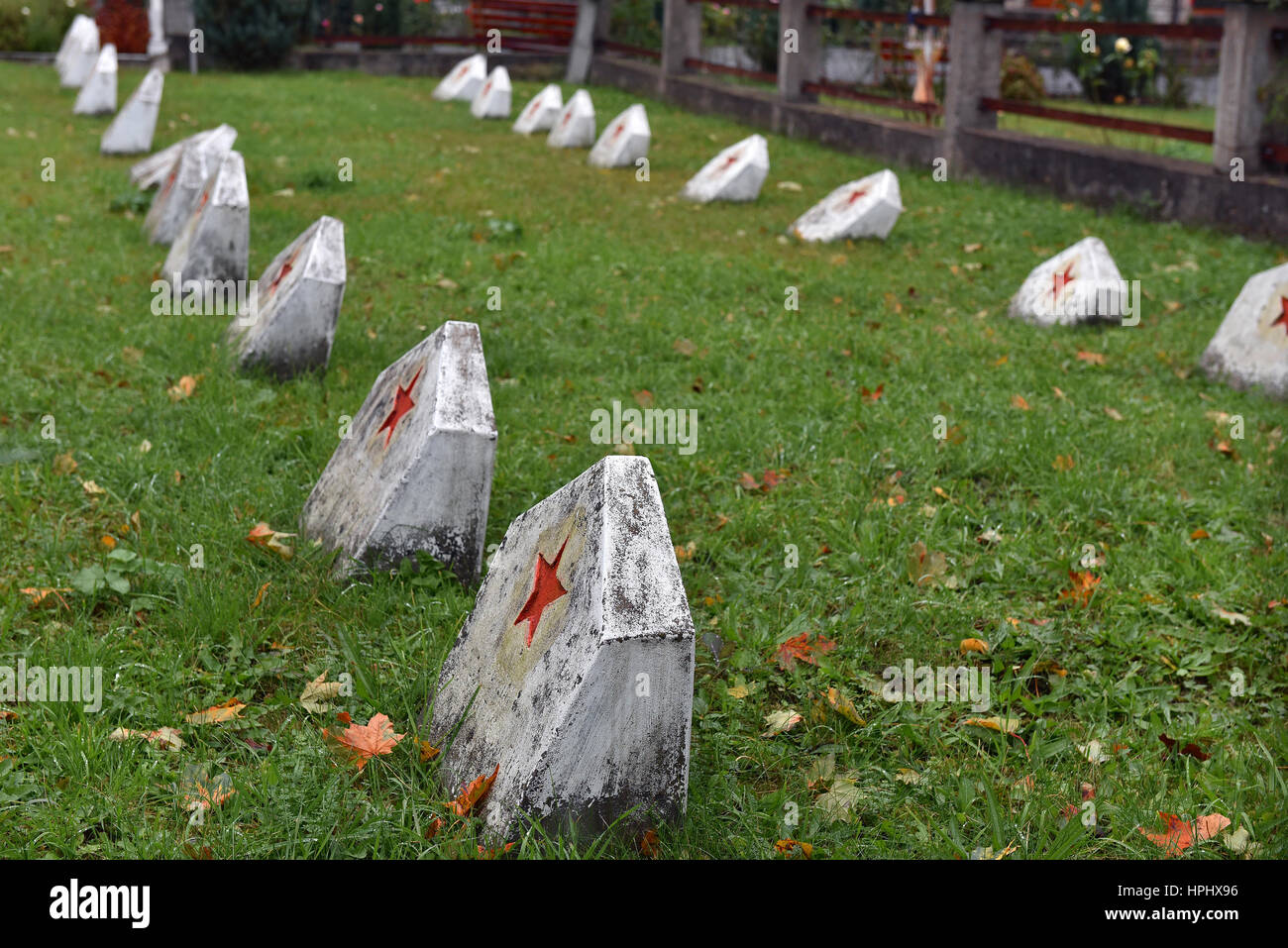 Russian soldier cemetery with the graves of the Soviet soldiers Stock ...